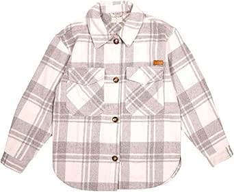 Simply Southern Sherpa Shacket Jacket - Steel Plaid (Large) at Amazon ...
