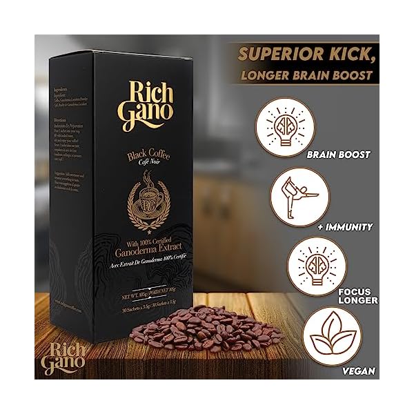 Rich Gano Reishi Mushroom Coffee – (1 Box of 30 Sachets) Black Coffee ...