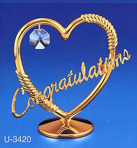 Buy G n G 24K Gold Palted Gift Heart Congratulations Studded with ...