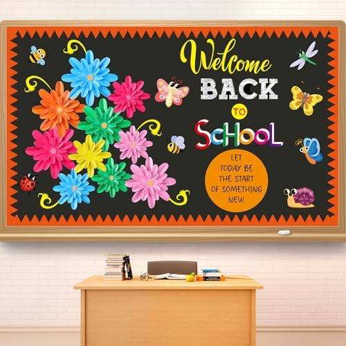 Amazon.com : Decorably 68 Pcs Cutouts Chalkboard Theme Welcome Back to ...