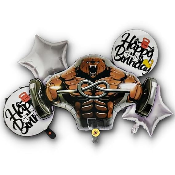 FI - FLICK IN 5 Pcs Gym Birthday Party Decorations, Weight Lifting Foil ...