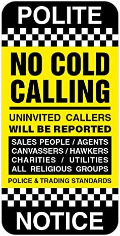 Polite Notice no Cold Calling Door Sign - Size 45mm x 90mm - Self ...