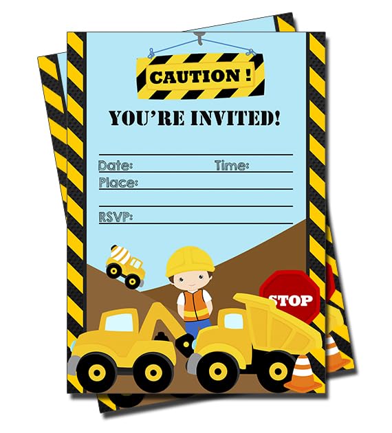 Construction Theme Birthday Party Invitation