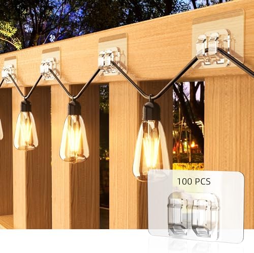 Amazon.com: Galetcy Hooks for Outdoor String Lights - 100 Pack with ...