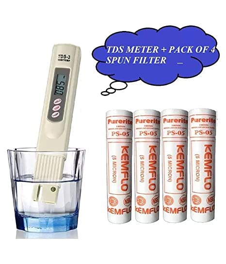 TEPCO Aqua tds Meter with 4 pcs pp Spun 4 Pcs PP Spun Filter with TDS Meter for Ro Water ...