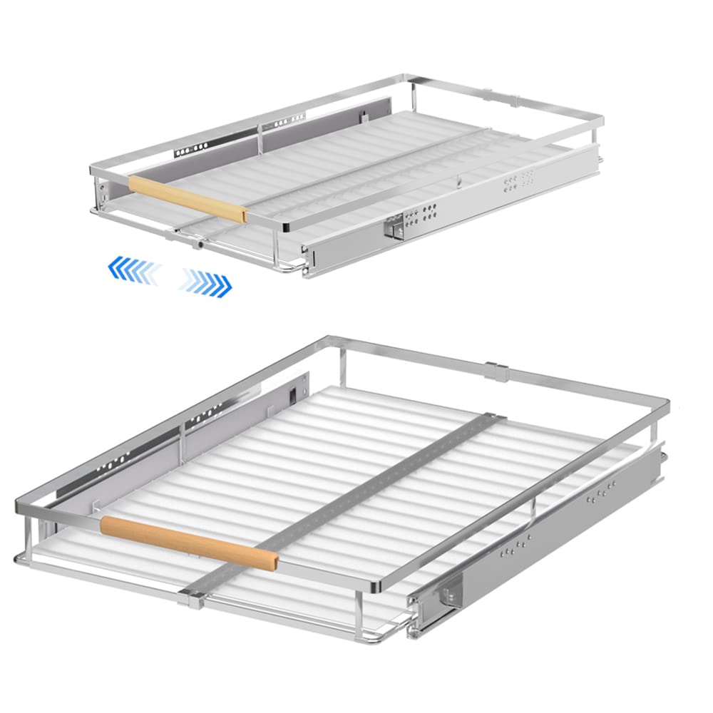 MIYUPTC Pull Out Cabinet Drawer Organizer, Heavy Duty Slide Out Pantry ...