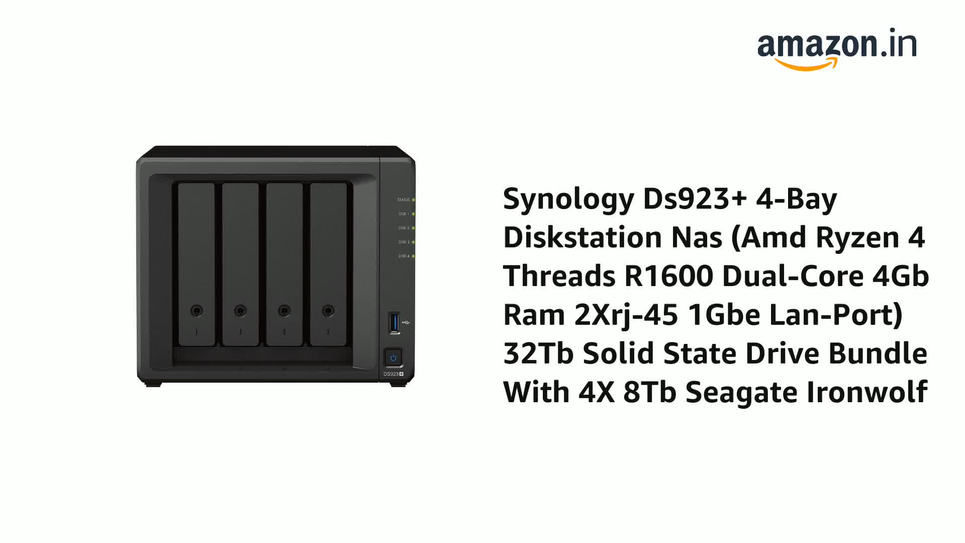 Watch Synology Ds923 4-Bay Diskstation Nas ﹙Amd Ryzen 4 Threads R1600 ...