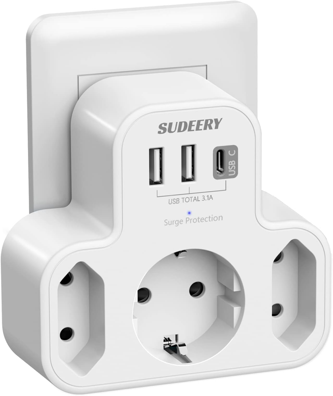 Doppelstecker für Steckdose, 3 Fach Mehrfachsteckdose Ohne Kabel mit 1 ...