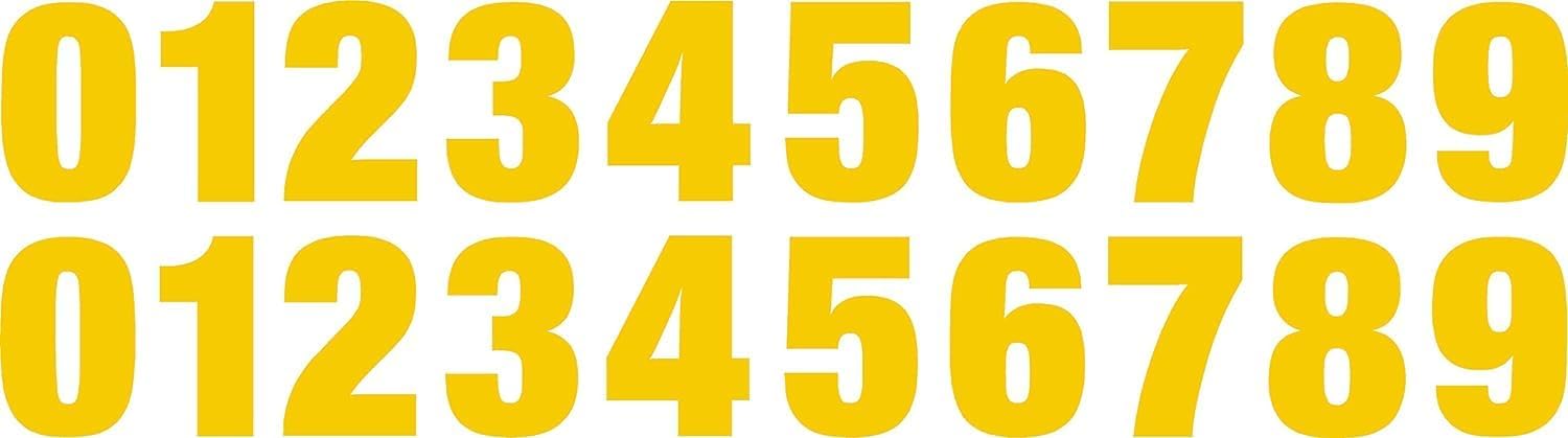 Amazon.com: Yellow Vinyl Numbers Stickers 0-9 (2 of Each Number, 20 ...