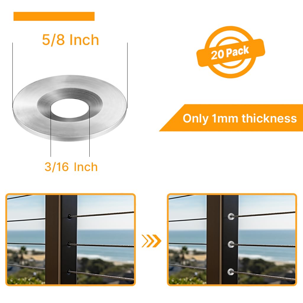 Snapklik.com : 20Pack Cable Railing Kit Adhesive Sleeves For 1/8" 5/32 ...