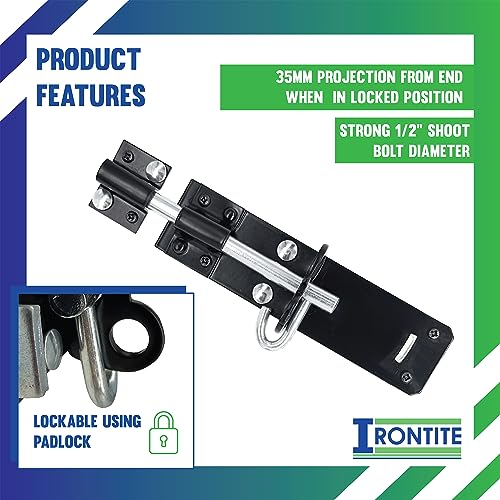 IRONTITE 2 Pack Black Brenton Bolt Gate Bolt 150mm (6″), Ideal Door ...