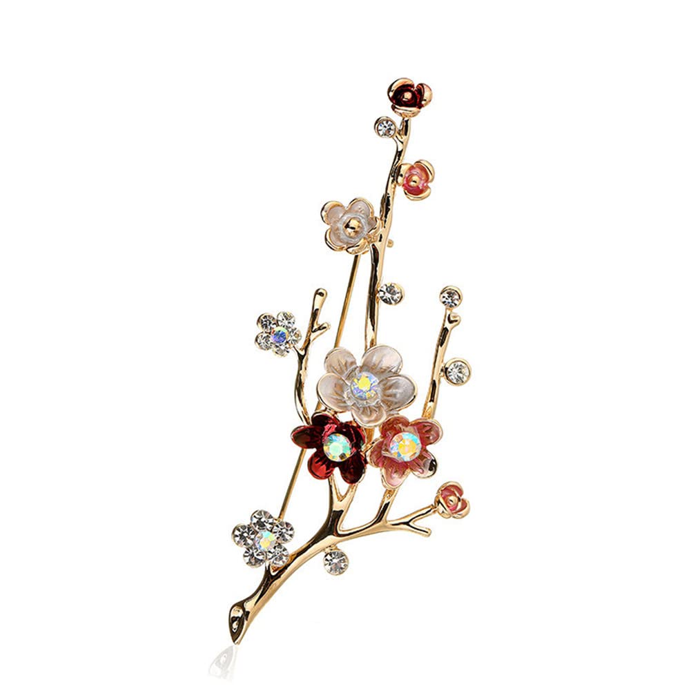 Amazon.com: Plum Blossom Brooch Rhinestones Flower Brooch Collar Dress ...