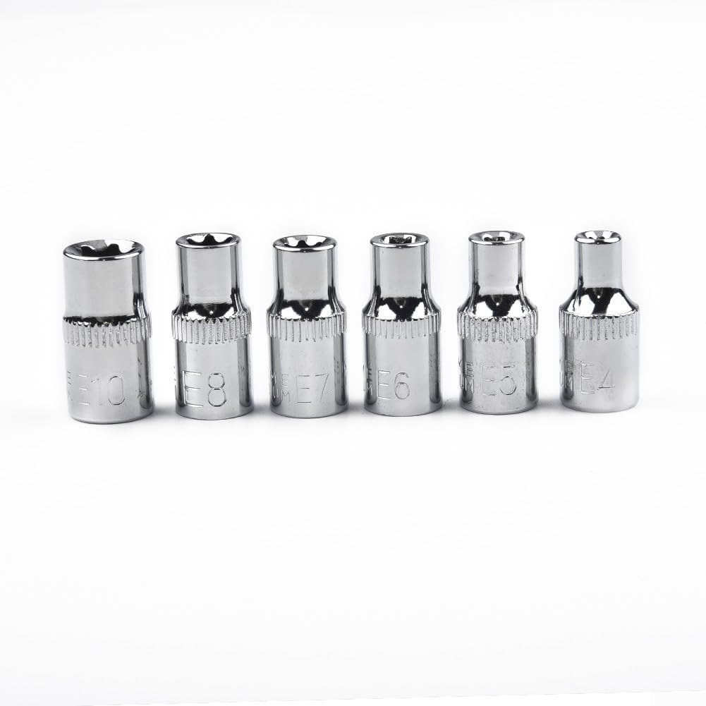 Drive Sockets Set 6pcs 1/4 Inch Torx Star Female Bit E Socket Set Hand ...