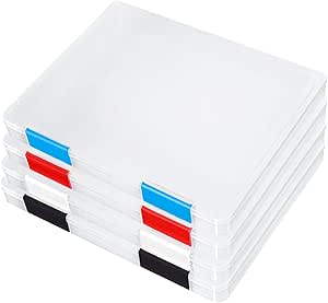 Amazon.com : 4 Pack A4 File Box, Clear Plastic Document Storage Box ...