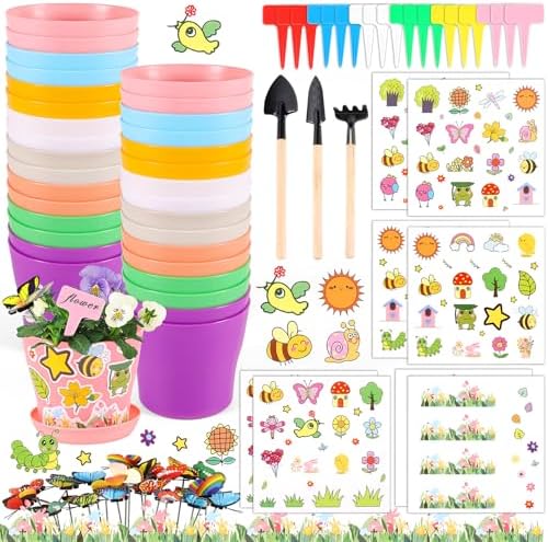 Amazon.com: 30 Pack Garden Plastic Pot Craft Kit DIY Flower Plant ...