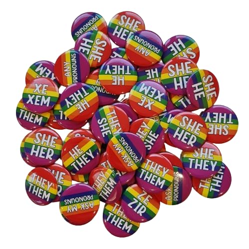 Amazon.com: Bulk pronoun pins (1 inch) multiple pack sizes - rainbow ...