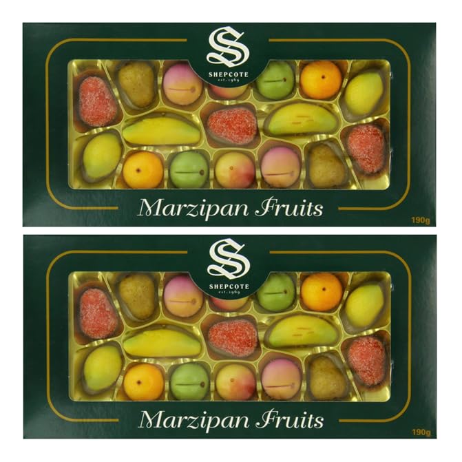 2 x Shepcote Marzipan Fruits Gift Box 190g each - Multipack of Luxury selection packs ...