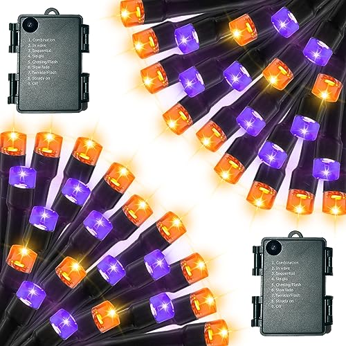 Snapklik.com : Orange & Purple Halloween Tree Lights 2 Pack Each 16.4ft ...
