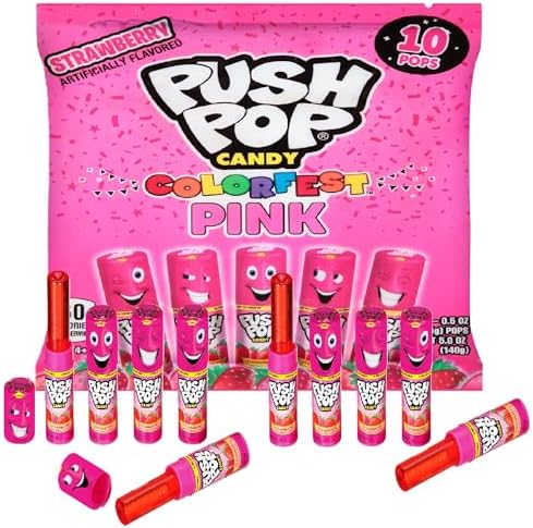 Amazon.com : Push Pop Pink Easter Candy Lollipops, 10 Ct Individually ...