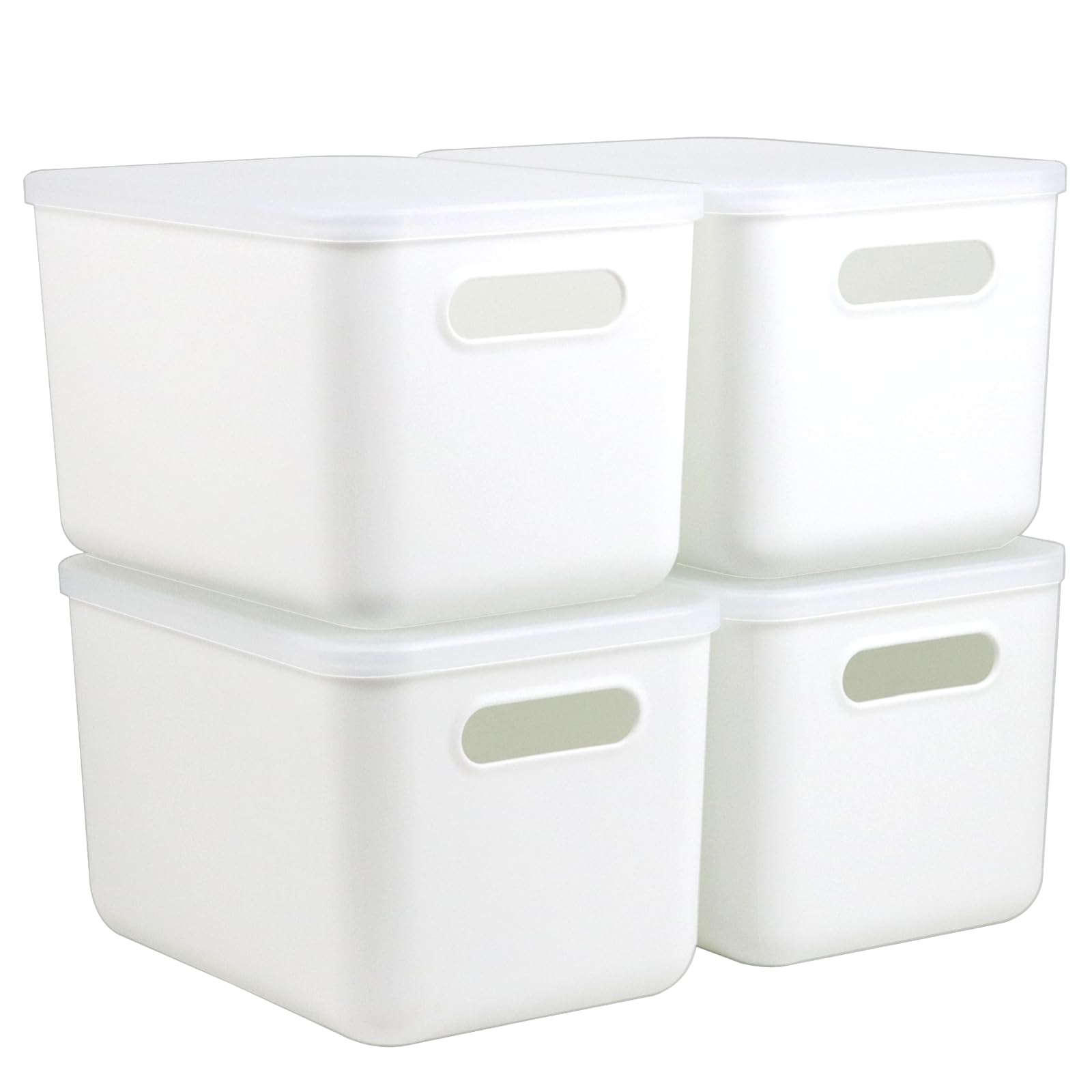 Amazon.com - 4 Pcs Small Storage Bins with Lids, Stackable Plastic ...