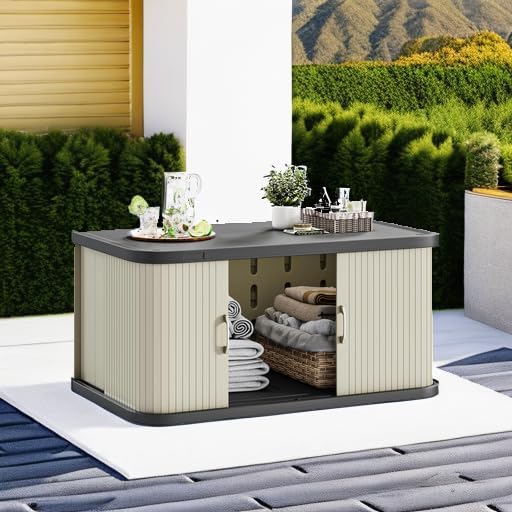 Snapklik.com : YITAHOME Weatherproof Outdoor Storage Cabinet 37 Gal