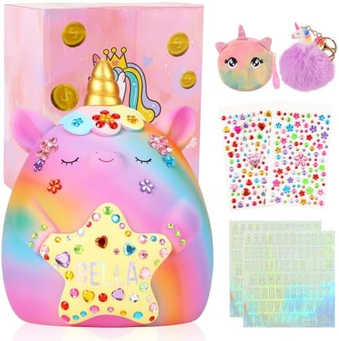 Amazon.com: Unicorn Piggy Bank Girls, Unbreakable Vinyl Coin Bank, Cute ...