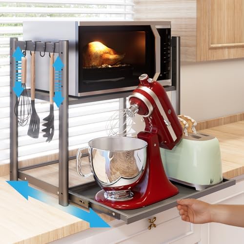 Amazon.com: Virvia Extendable Microwave Oven Rack, Microwave Shelf ...