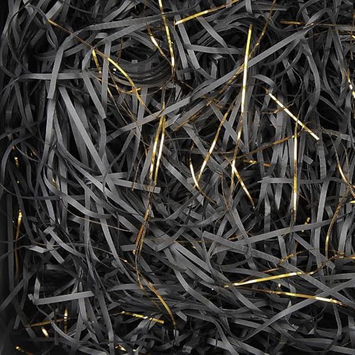 TXXATX 270g Shredded Tissue Paper for Gift Boxes, Black and Gold ...