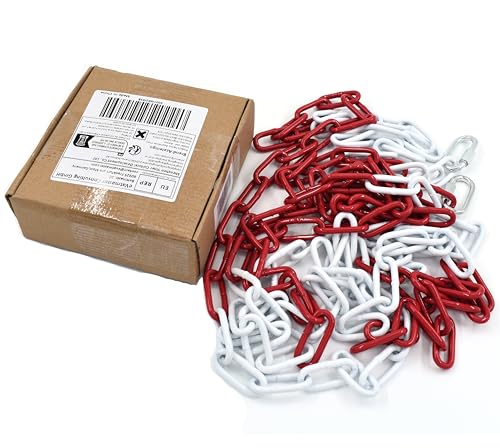 Snapklik.com : Red White Metal Safety Chain High-Visibility 5mm For ...