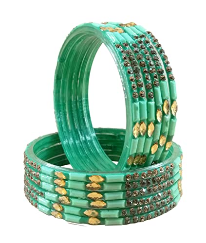 Buy The Golden Cascade Sentro Color Glass Bangles with Cutting Design ...