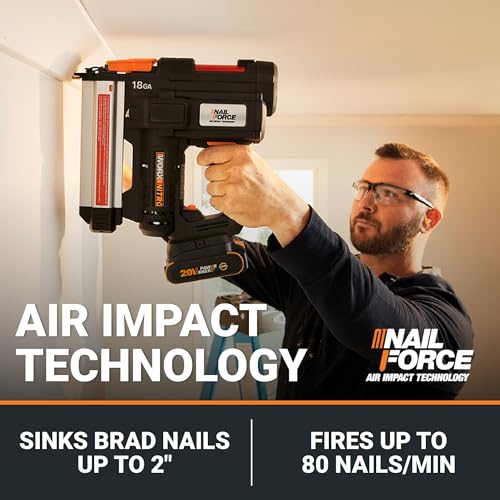 Snapklik.com : Worx Nitro 20V 18GA Brad Nailer Cordless Fires 80 Nails ...