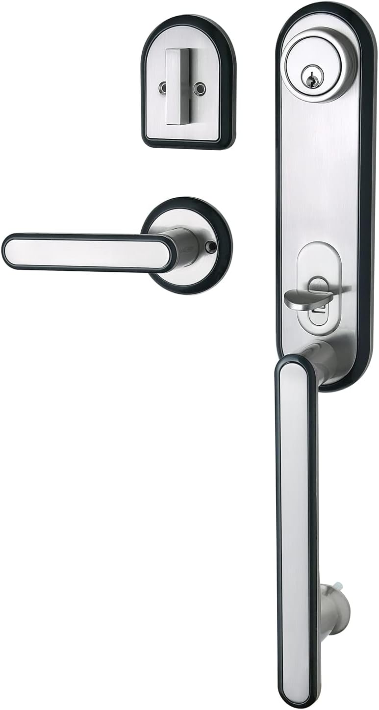 BACEKOLL Front Door Handle Set, Mechanial Front Door Lock Set, Black ...