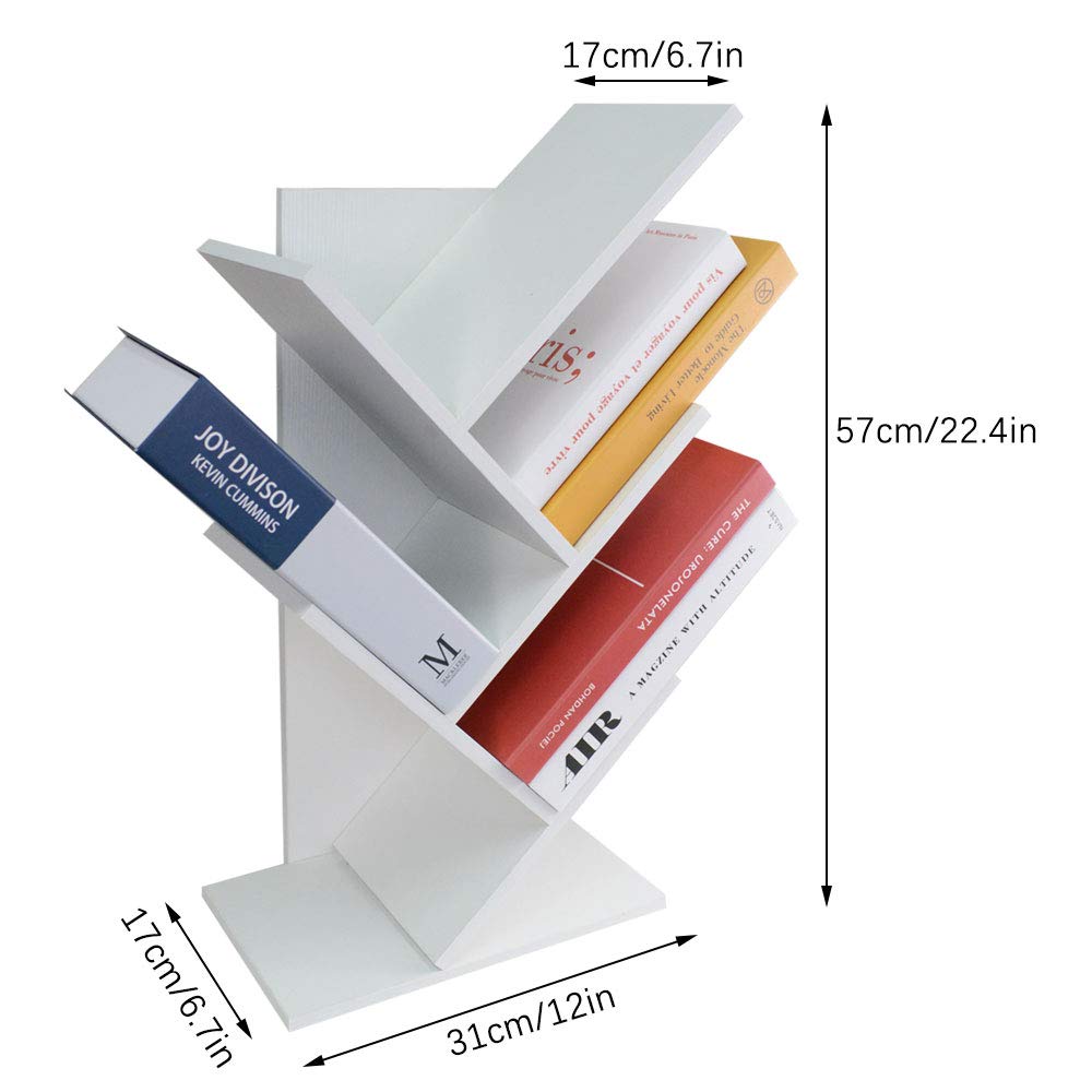 LZYMSZ Tree Bookshelf, 4-Tier Floor Standing Bookcase, Free-Standing ...