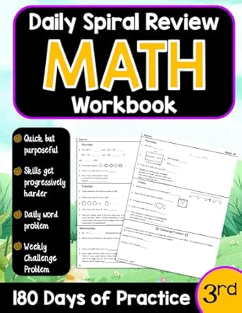Daily Spiral Review Math Workbook for 3rd Grade: 180 Days of Practice ...