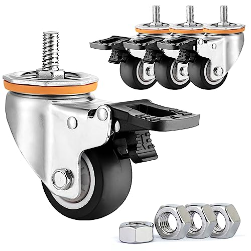 Heavy Duty M10 M12 Threaded Stem Caster Wheel 4 Pack, 2.5" 3" 4" 5 ...