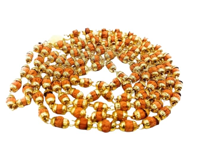 SreeGems Rudrani Mala Original Certified Rudraksha Mala Gold Plated ...