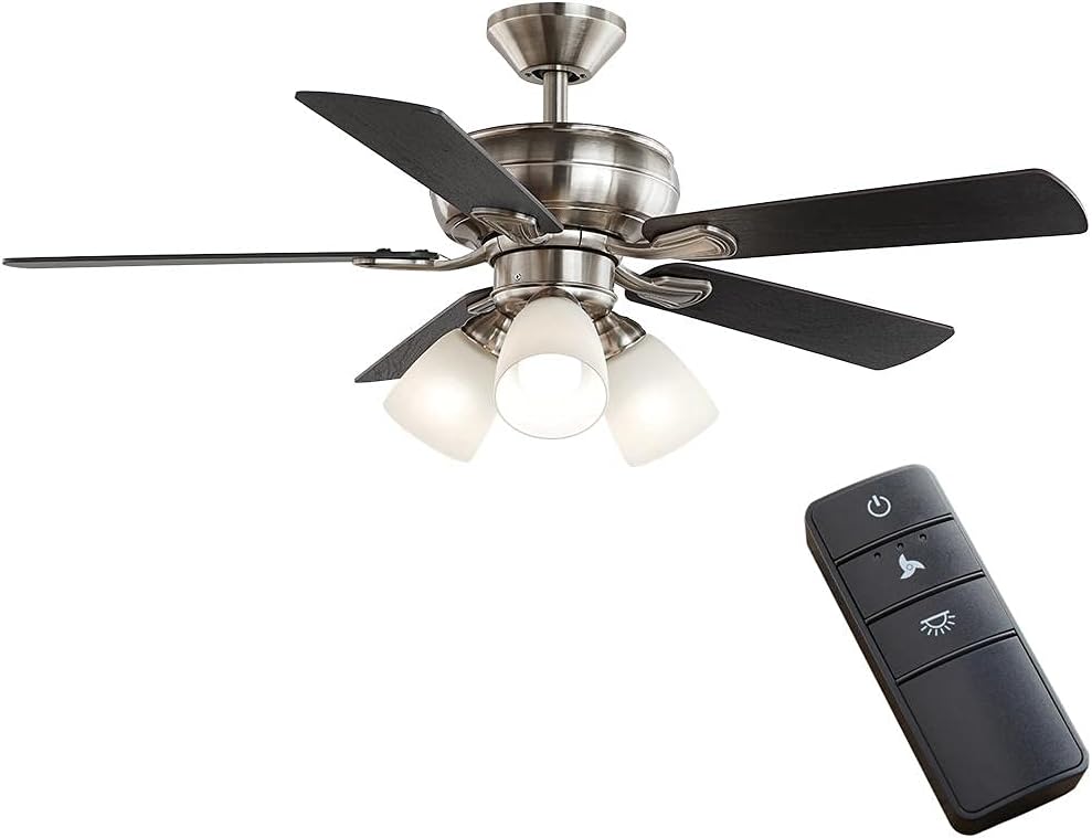 Riley 44 in. Indoor LED Brushed Nickel Ceiling Fan with Light Kit 5 ...