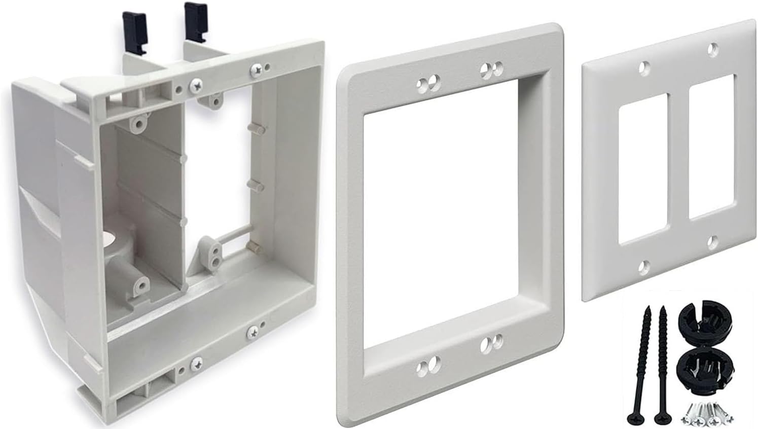iMBAPrice IMBA-TVBU505 2-Gang White Recessed TV Outlet Box Wall Plate ...