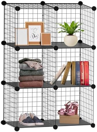 Amazon Basics 6 Cube Interlocking Storage Unit With Metal Wire Mesh, 60 ...