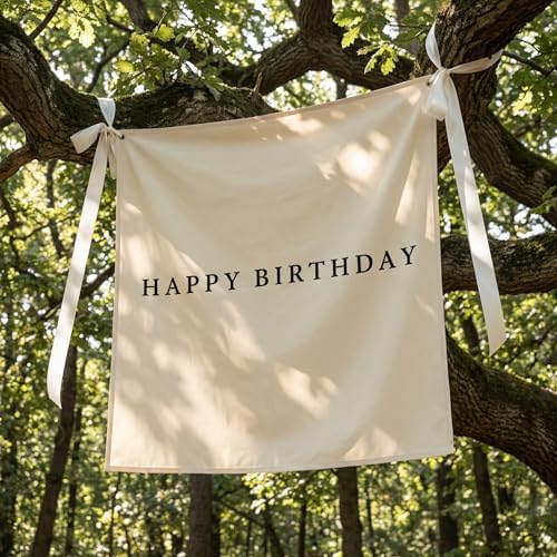 Amazon.com: Oudain 40x40 Inch Happy Birthday Burlap Banner, Fabric ...