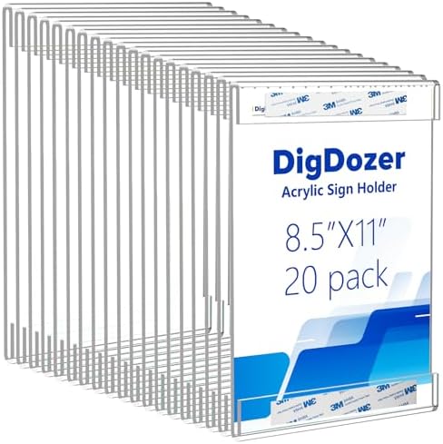 Amazon.com : DigDozer 20 Pcs Acrylic Sign Holder 8.5 x 11, Vertical ...