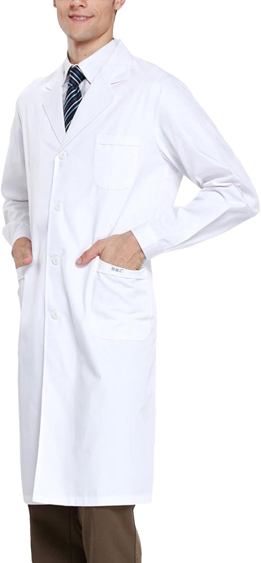 THEE White Long Sleeve Health Nurse Medical Laboratory Lab Coat Unisex ...