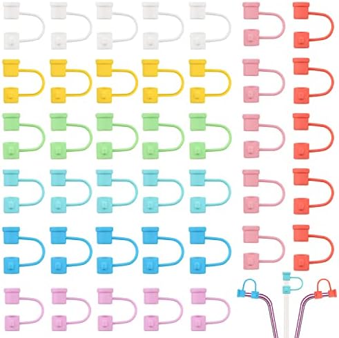 Amazon.com: Straw Covers Cap, BENBO 40PCS Colorful Silicone Straw Tips ...