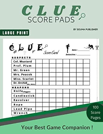 Clue Score Pads: 100 Score Sheet Detective Notes to Easily Keep Track ...