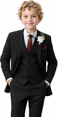 Amazon.com: Boy Suit Tweed 3 Pieces Herringbone Slim Fit Formal Stylish ...