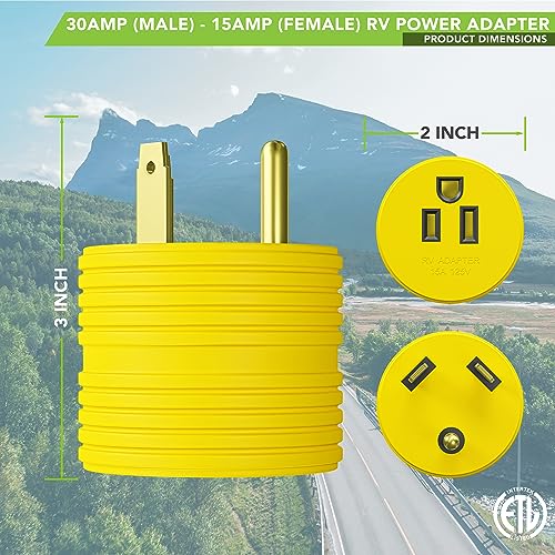 Snapklik.com : Leisure Cords Power Adapter 3 Prong 30 Amp Male To 15 ...