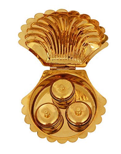 Buy Kanpra Brass Shell Shape Kori Karanda Haldi Kumkum Box (Gold ...
