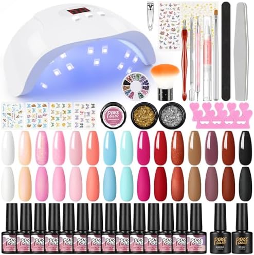 Amazon.com : Gel Nail Polish Kit with Drill 12 Colors Gel Polish Kit ...