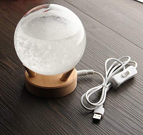Storm Glass Weather Station Barometer with LED Wooden Base - Want It All