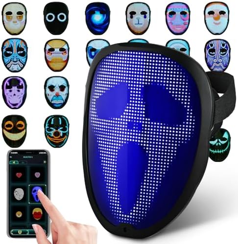 AIGLUN Smart LED Mask Programmable Face Transforming for Halloween,LED ...